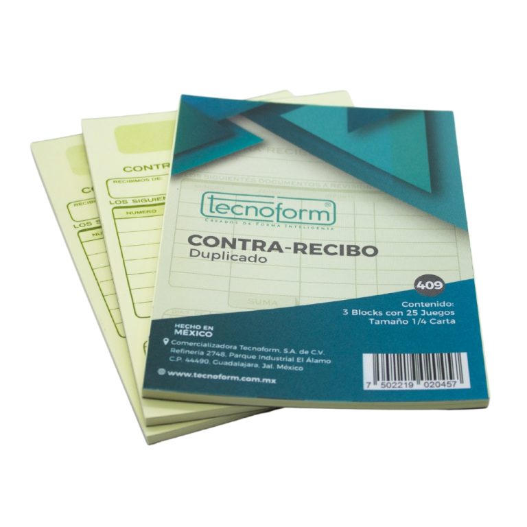 Contra-Recibo ¼ Carta con 25 Juegos ~ Comercializadora Tecnoform
