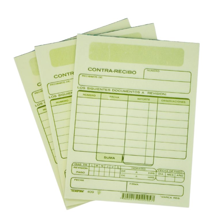 Contra-Recibo ¼ Carta con 25 Juegos ~ Comercializadora Tecnoform